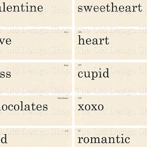 Digital Vintage Love and Romance Vocabulary Flash Cards / - Etsy