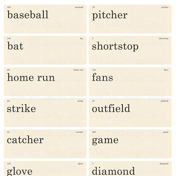 Baseball Words - Etsy