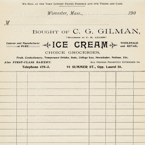 Ice Cream Invoice - Etsy