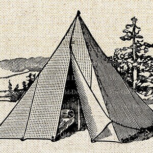 Vintage Tent Camping Clipart for Cardmaking Junk Journal Supply Vintage ...