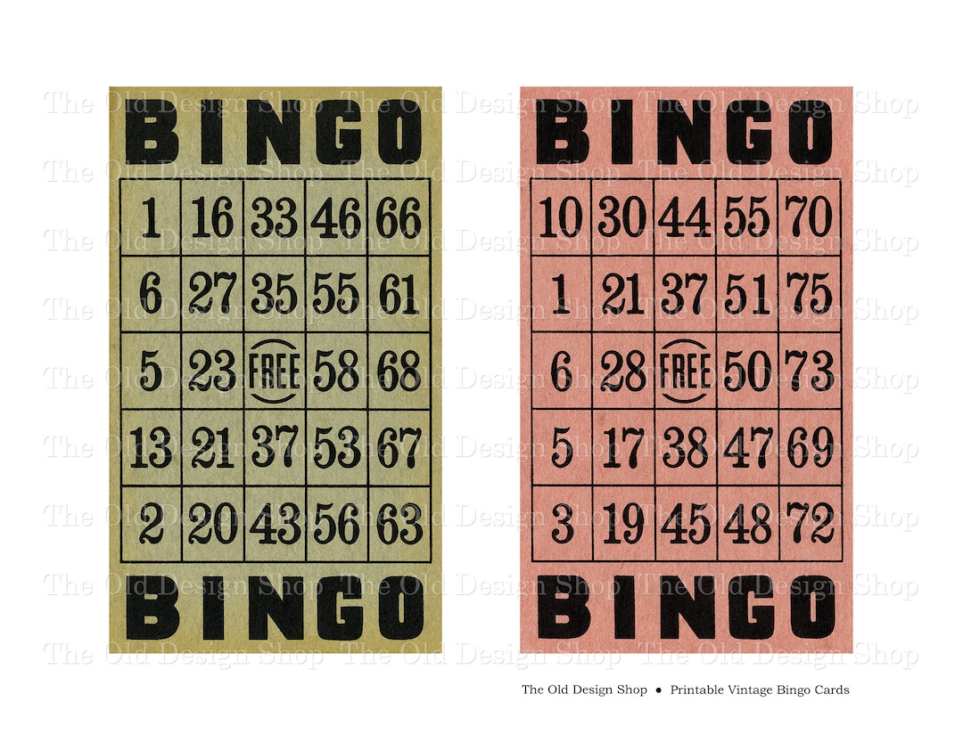 Bingo Cards Printable Vintage Ephemera for Junk Journals Cardmaking ...