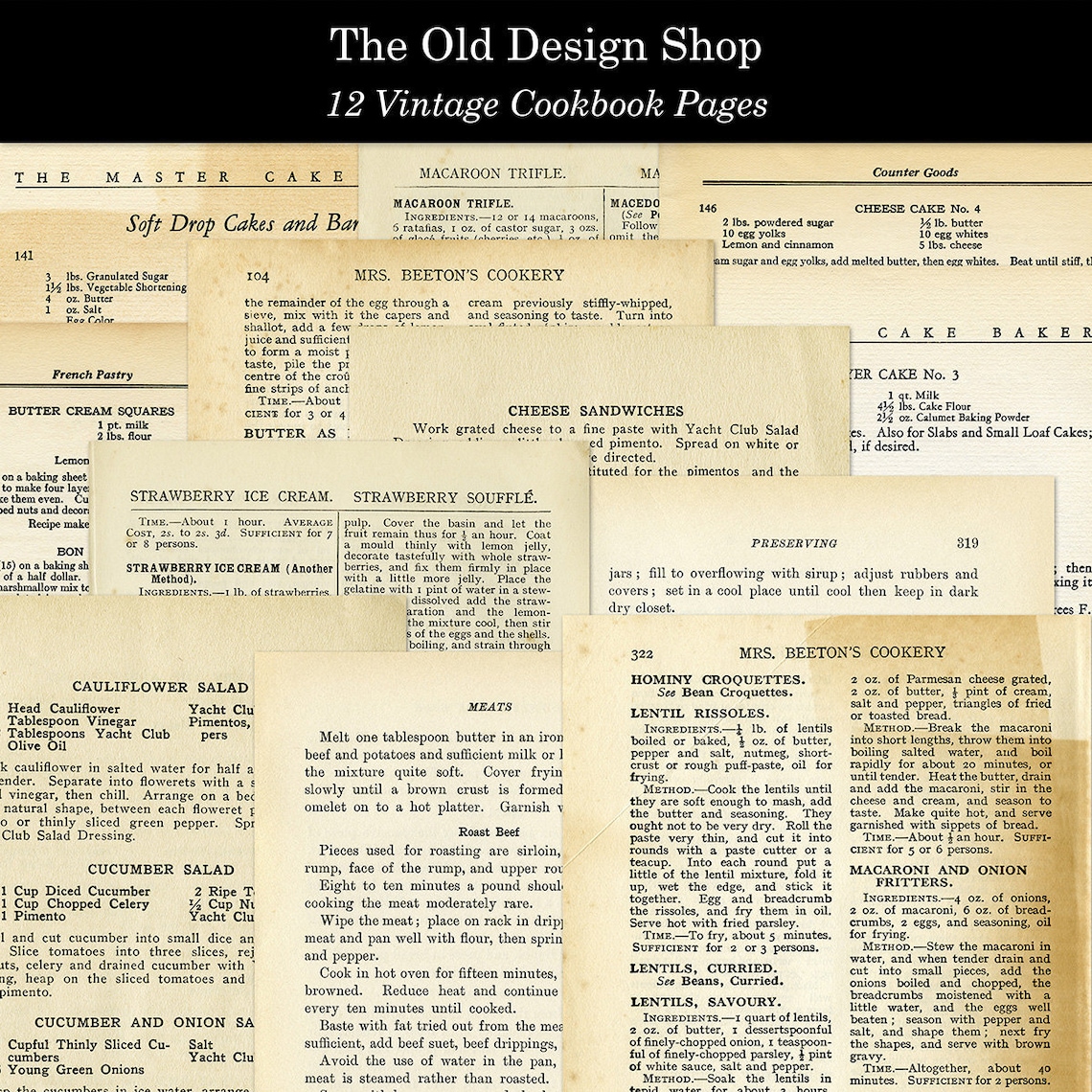 Vintage Cookbook Pages Printable Variety of Old Fashioned - Etsy