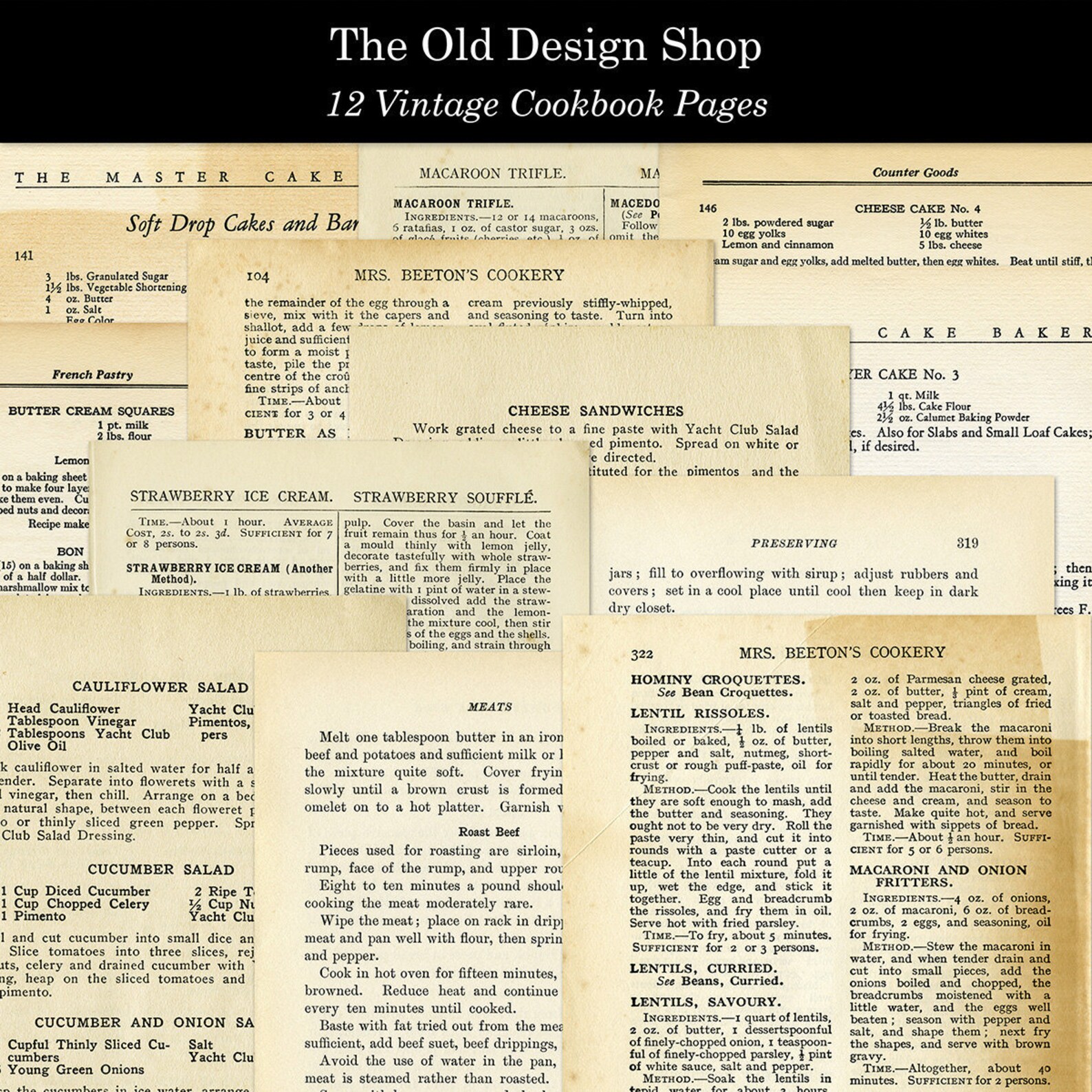 Vintage Cookbook Pages Printable Variety of Old Fashioned - Etsy