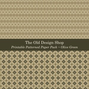 Antique Green Digital Paper Printable Vintage Inspired Olive Green ...
