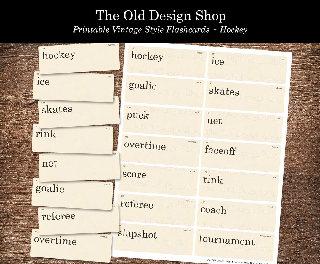 Hockey Flashcards Printable Junk Journal Ephemera Retro Vintage Flash ...