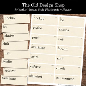 Hockey Flashcards Printable Junk Journal Ephemera Retro Vintage Flash ...