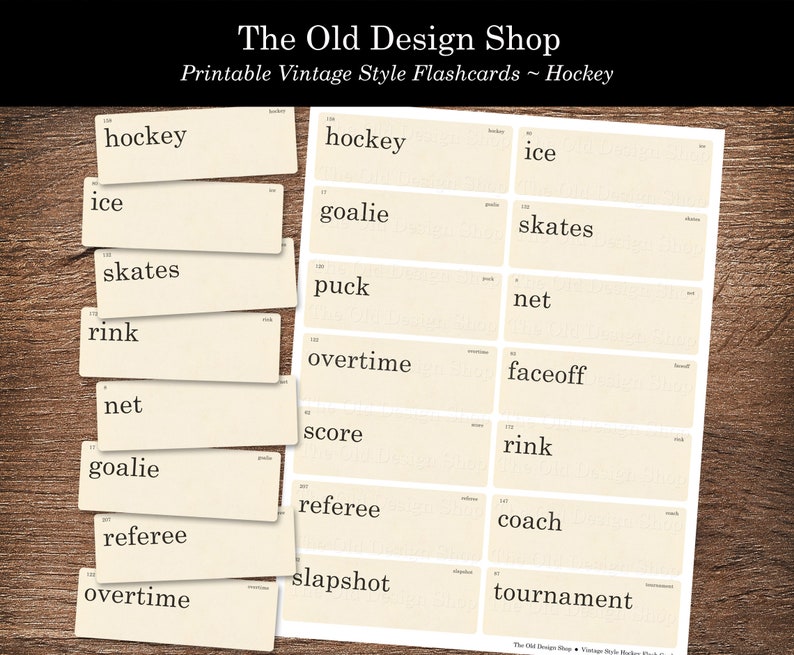 Hockey Flashcards Printable Junk Journal Ephemera Retro Vintage Flash ...