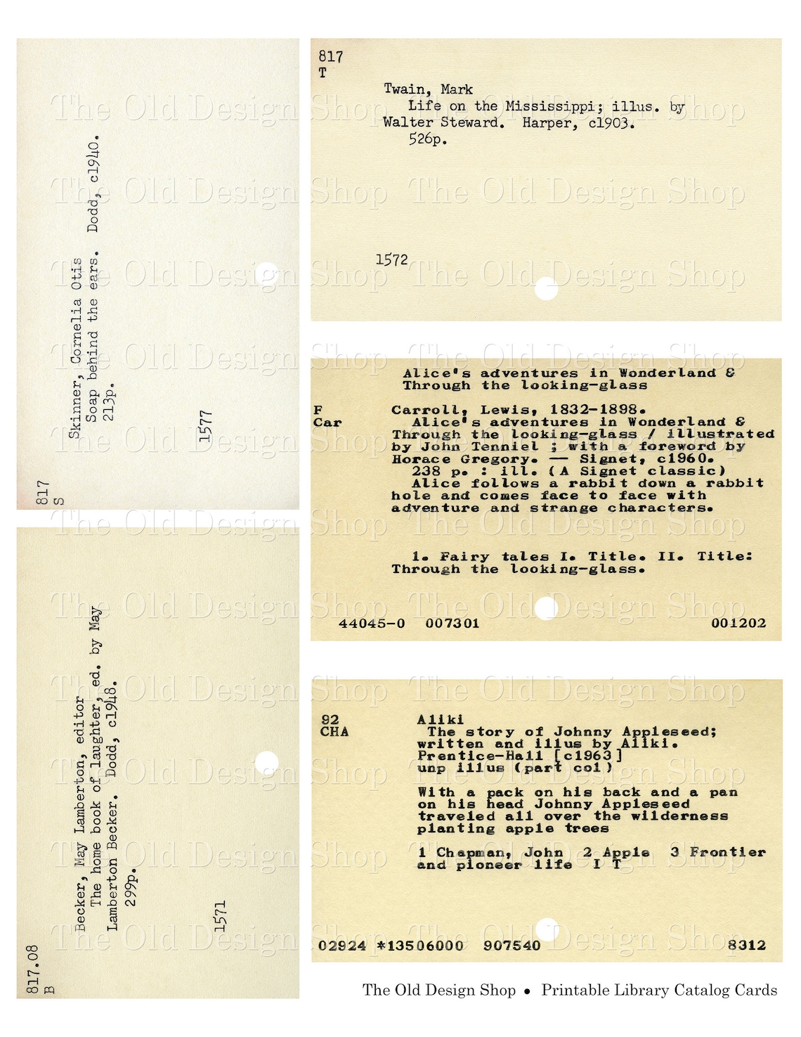 Printable Vintage Library Catalog Cards Digital Collage Sheet - Etsy