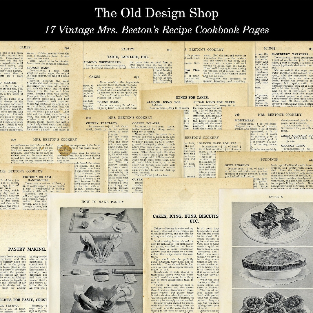 Old Cookbook Pages Printable Vintage Dessert Recipe Pages for Junk ...