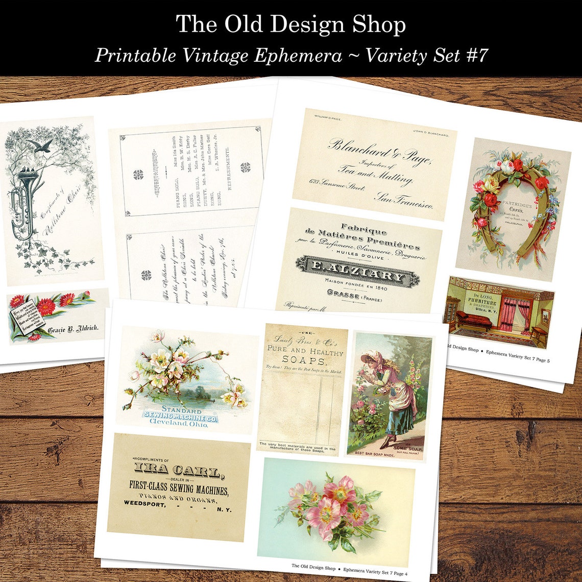 Set 7 Vintage Ephemera Printable Variety Pack Digital Download | Etsy