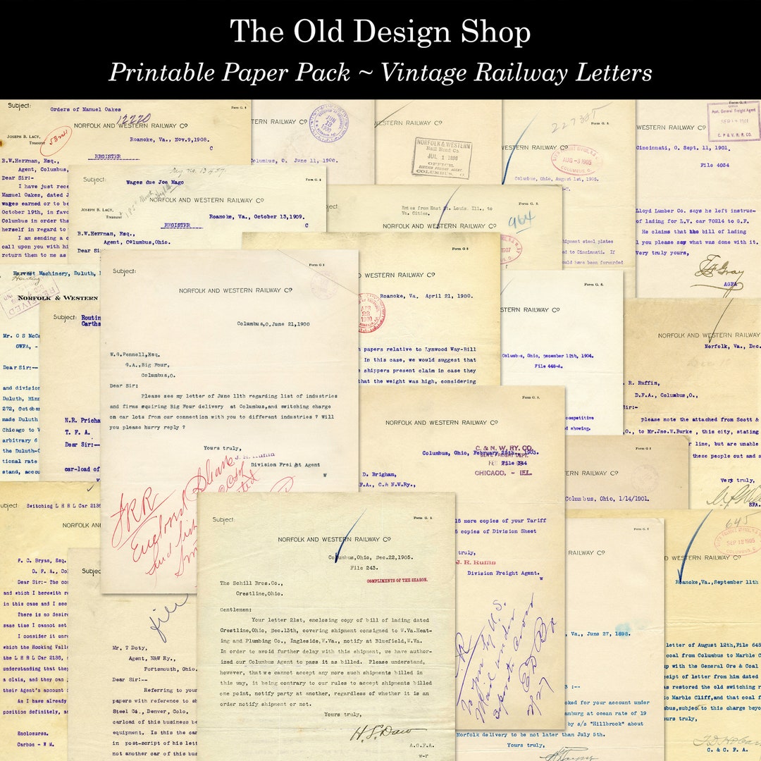 Railroad Railway Letters Norfolk and Western Antique Letters Printable ...
