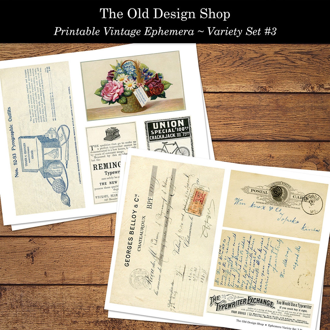 Set 3 Vintage Ephemera Variety Pack Printable Digital Download - Etsy