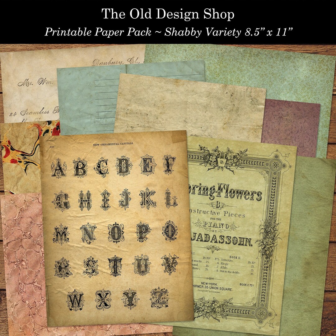 Printable Paper Pack Shabby Variety Background Textures Distressed ...