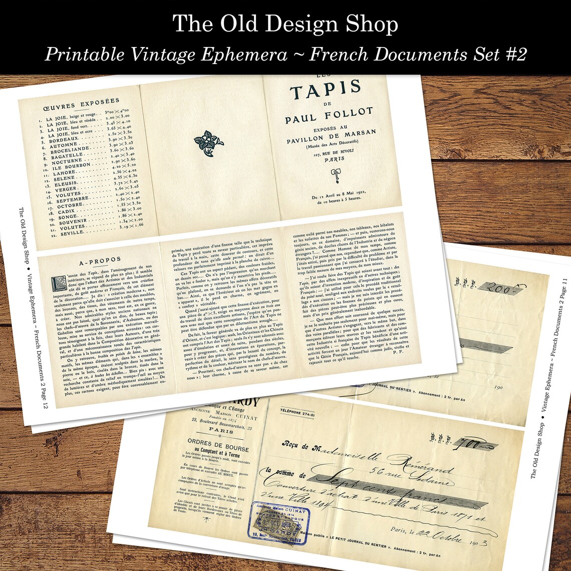 Vintage French Documents Set 2 Printable Ephemera Ad Invoice | Etsy Canada