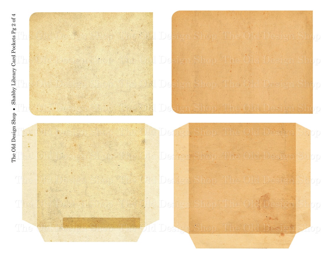 Printable Shabby and Aged Vintage Style Grunge Library Card Pockets ...