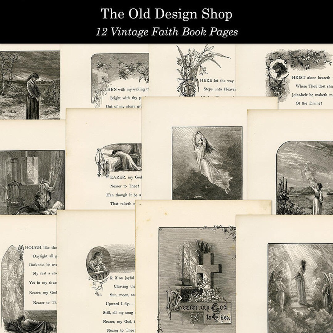 Printable Book Pages Poetry Christian Faith Vintage Illustrated Papers ...