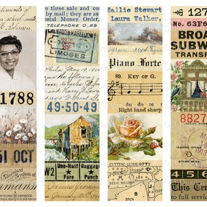 Collaged Ephemera Strips Set#2 Printable Ephemera for Junk Journals ...