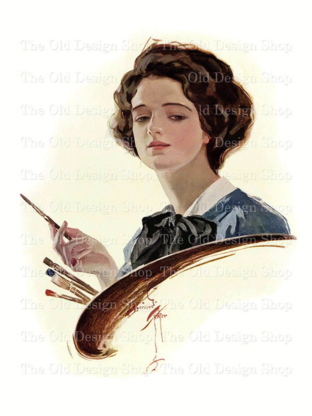 Harrison Fisher Lady Artist Printable Vintage Art Commercial Use ...