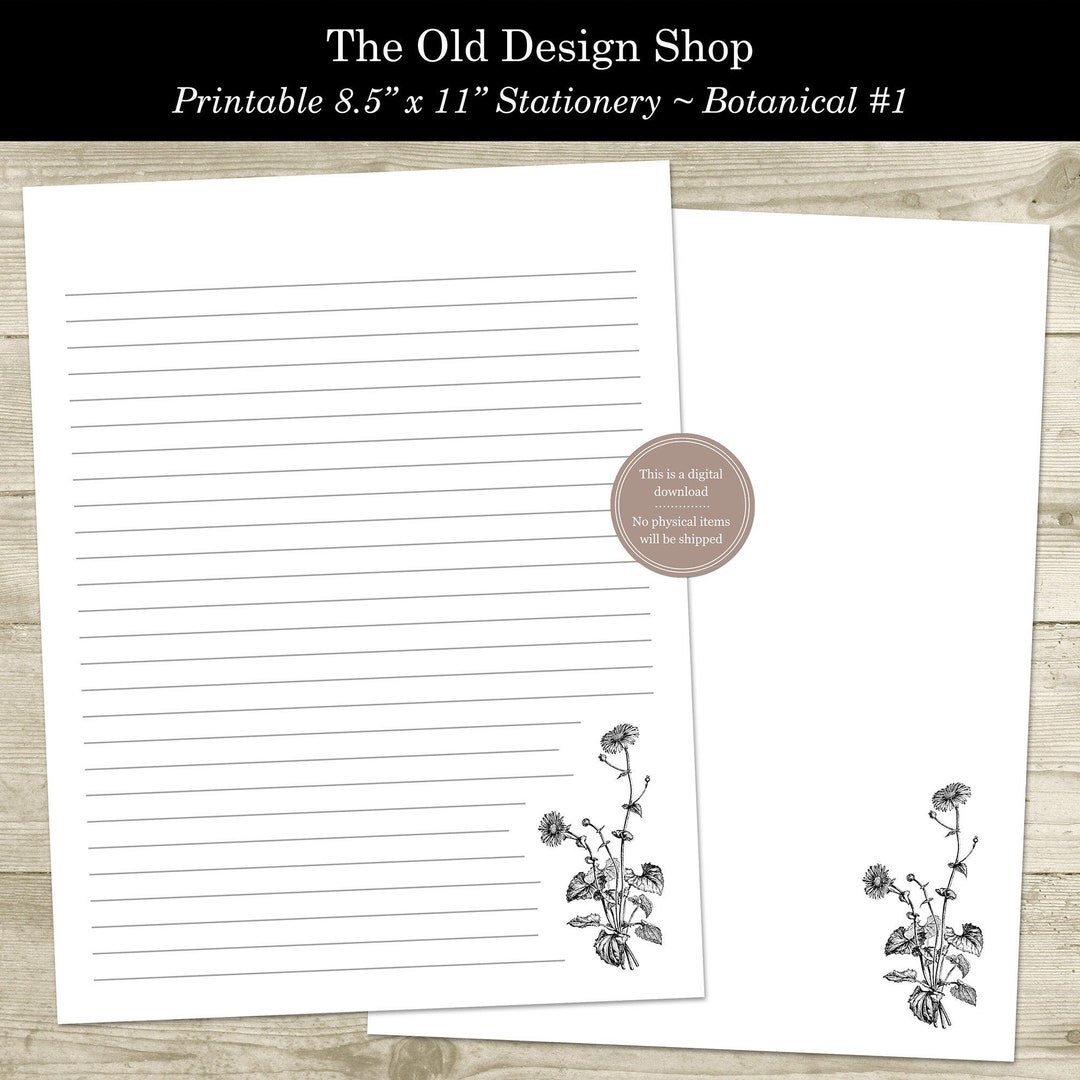 Botanical Plant Letter Writing Stationery Printable Penpal Stationary ...