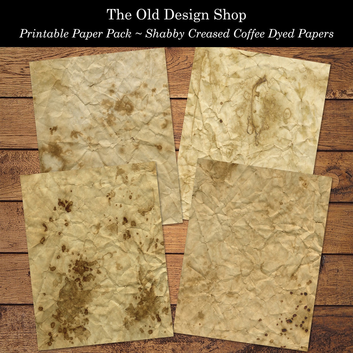 Printable Shabby Crumpled Creased Coffee Dyed Grunge Paper | Etsy