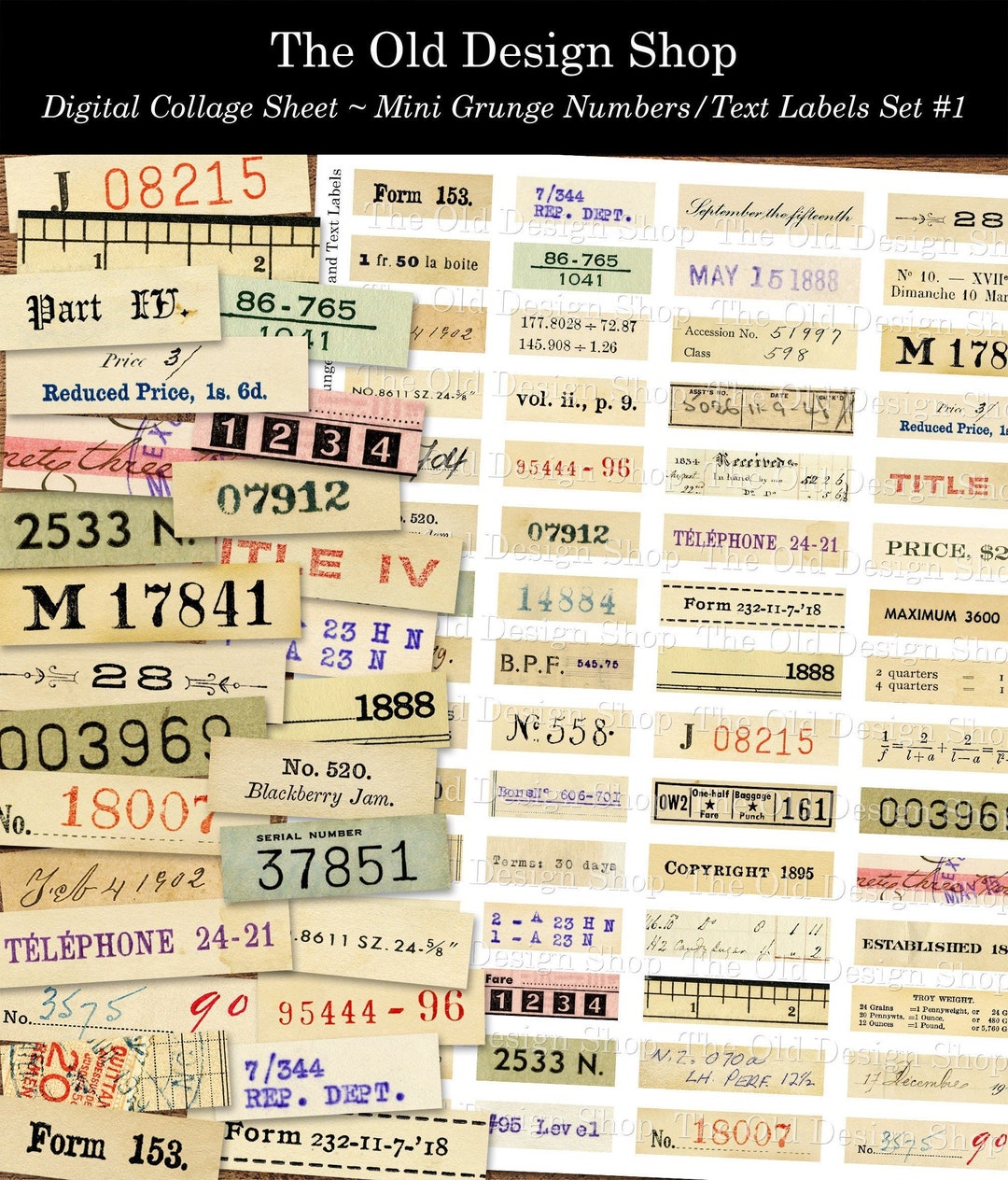 Number Labels Mini Shabby Numbers and Text Label Tags Set 1 Printable ...