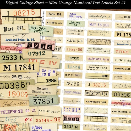 Number Labels Mini Shabby Numbers and Text Label Tags Set 2 - Etsy