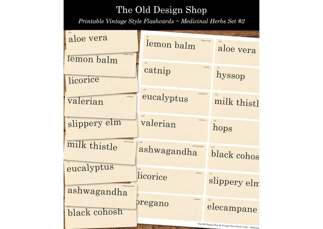 Medicinal Herbs Theme Flashcards Set No. 2 Printable Medicinal - Etsy