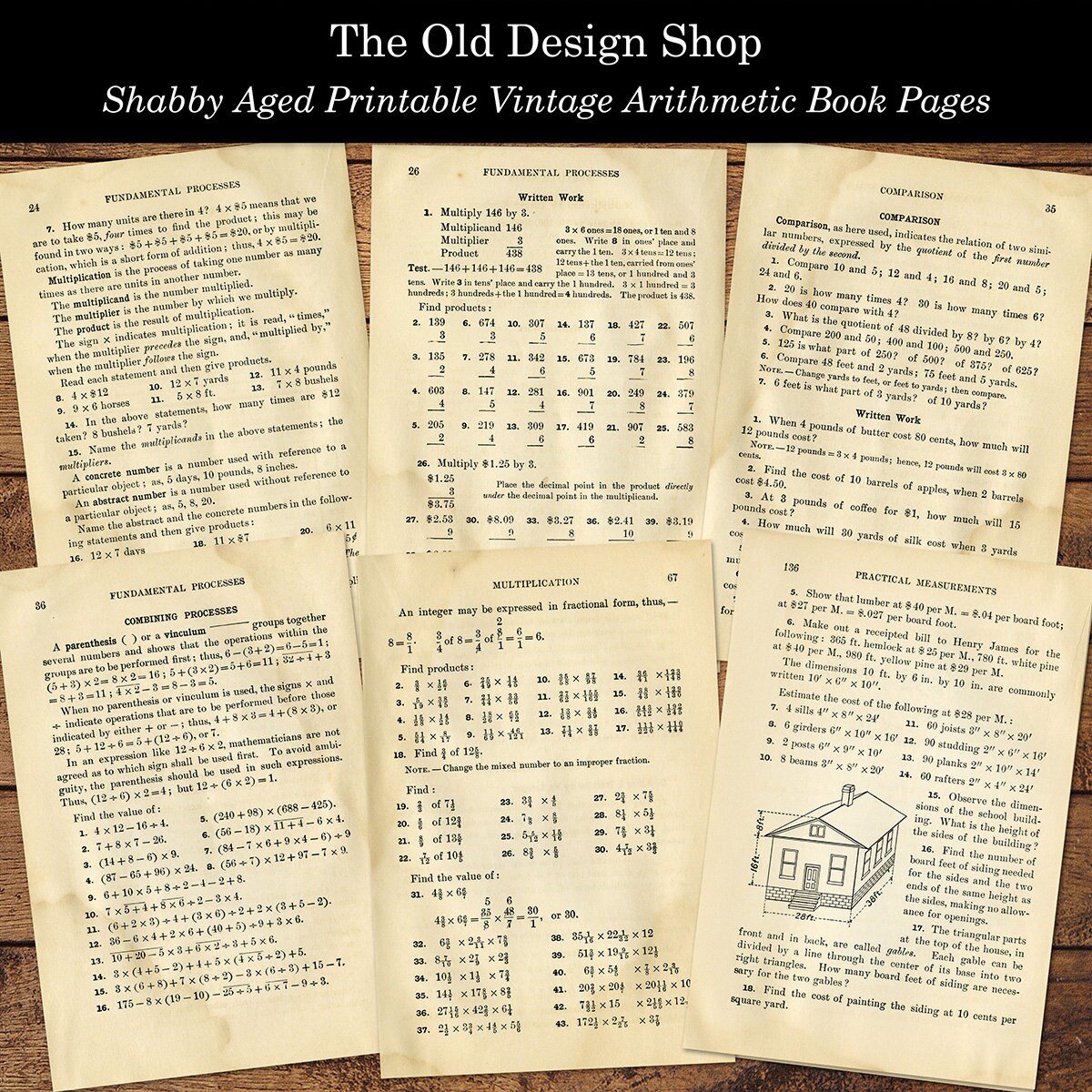 Arithmetic School Printable Vintage Shabby Aged Worn Book - Etsy Canada