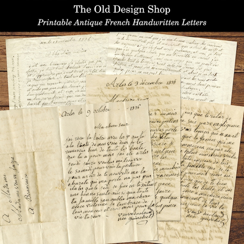 Printable Antique French Handwritten Letters Printable Shabby - Etsy