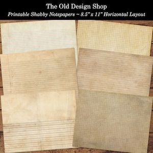 Printable Shabby Aged Grunge Notepapers 8.5 X 11 Inch Horizontal Layout ...