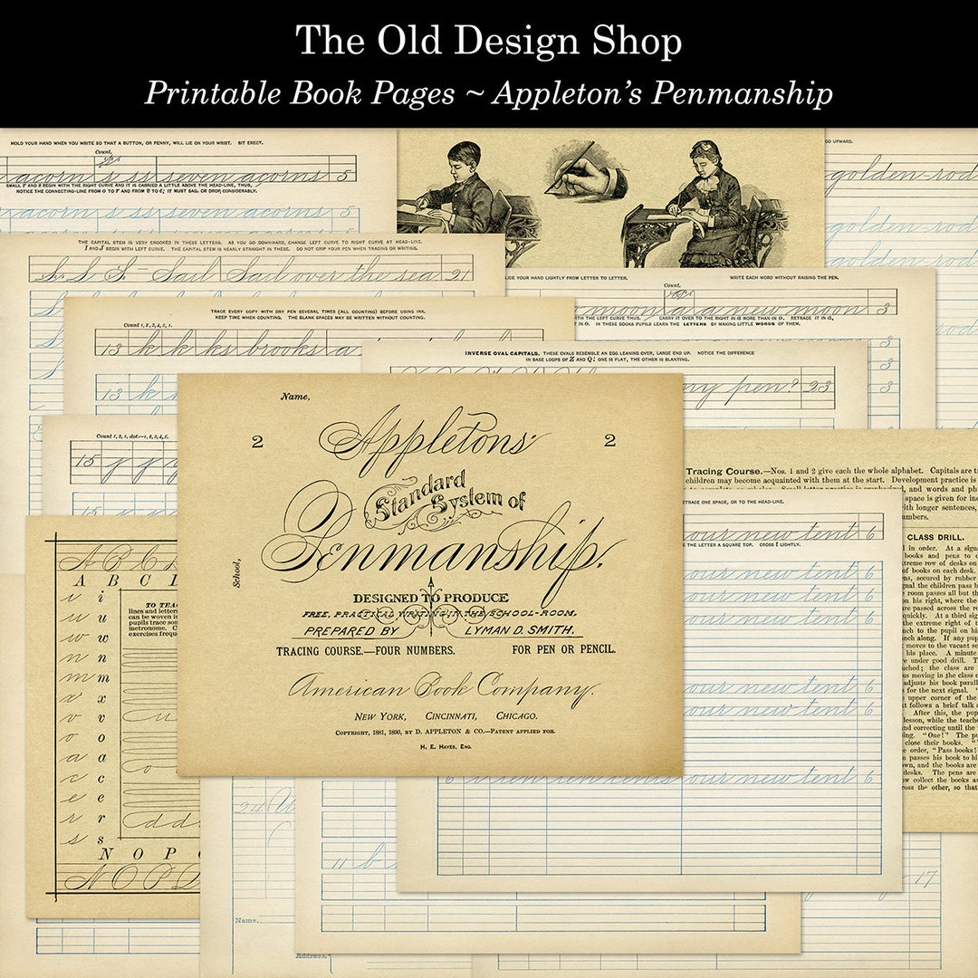 Penmanship Handwriting Practice Book Pages for Junk Journals Cardmaking ...