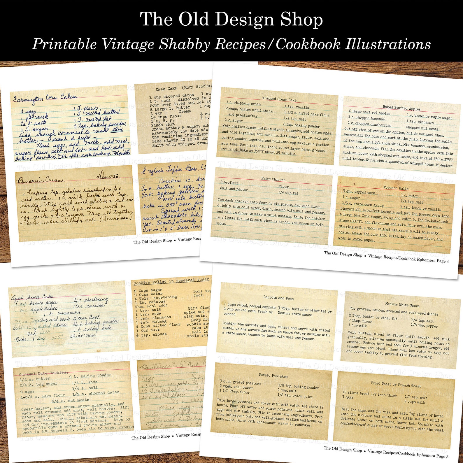 Printable Shabby Aged Old Recipes and Cookbook Illustrations - Etsy