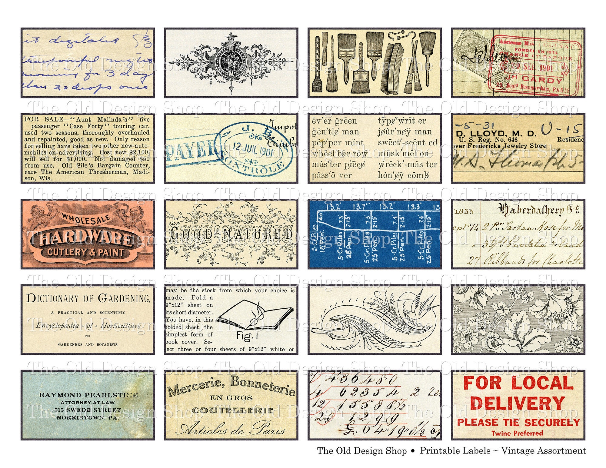 Printable Labels Vintage Text Illustrations Handwriting Label - Etsy