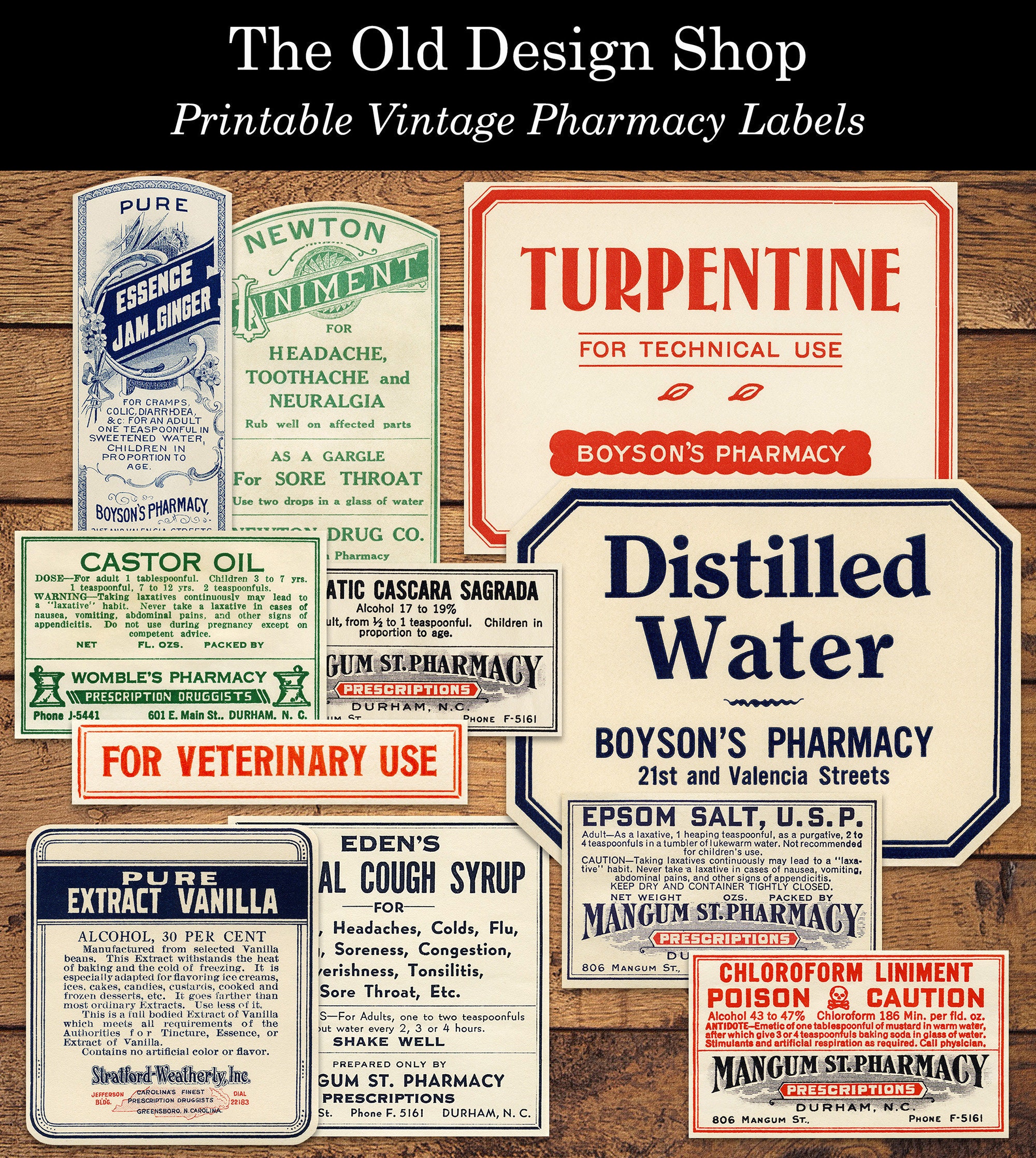 Printable Pharmacy Labels Vintage Label Ephemera Digital - Etsy Canada