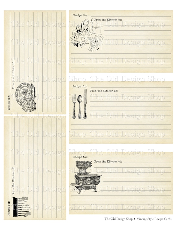 Antique Printable Recipe Cards
