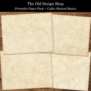 Printable Paper Pack Coffee Stained Basic Textures Background Pages 8.5 ...