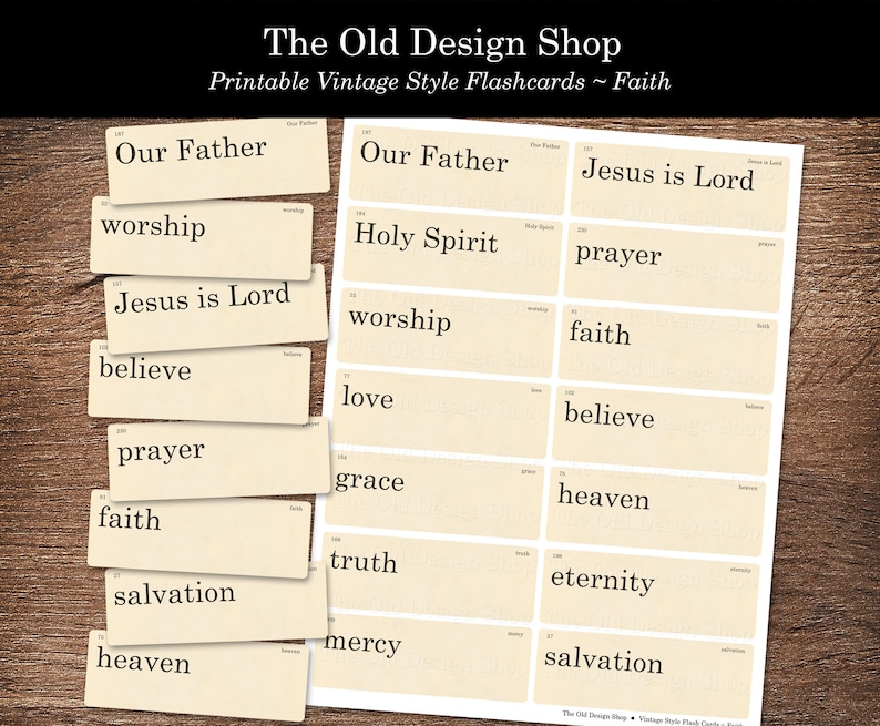Faith Flashcards Printable Junk Journal Ephemera Cardmaking Supply ...