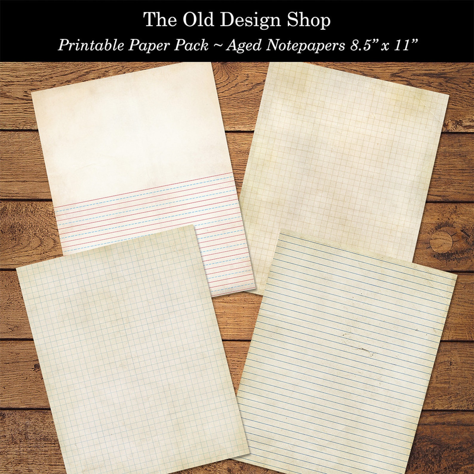 Printable Paper Pack Aged Shabby Grunge Notepapers 8.5 Inch X 11 Inch ...