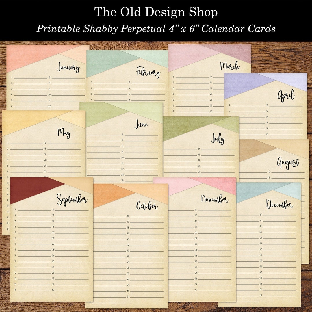 Printable Calendar Junk Journal Ephemera for Cardmaking Journaling 4x6 ...