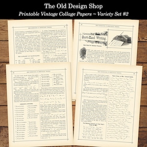 Set #2 Printable Vintage Collage Papers Journaling Papers Paper Pack ...