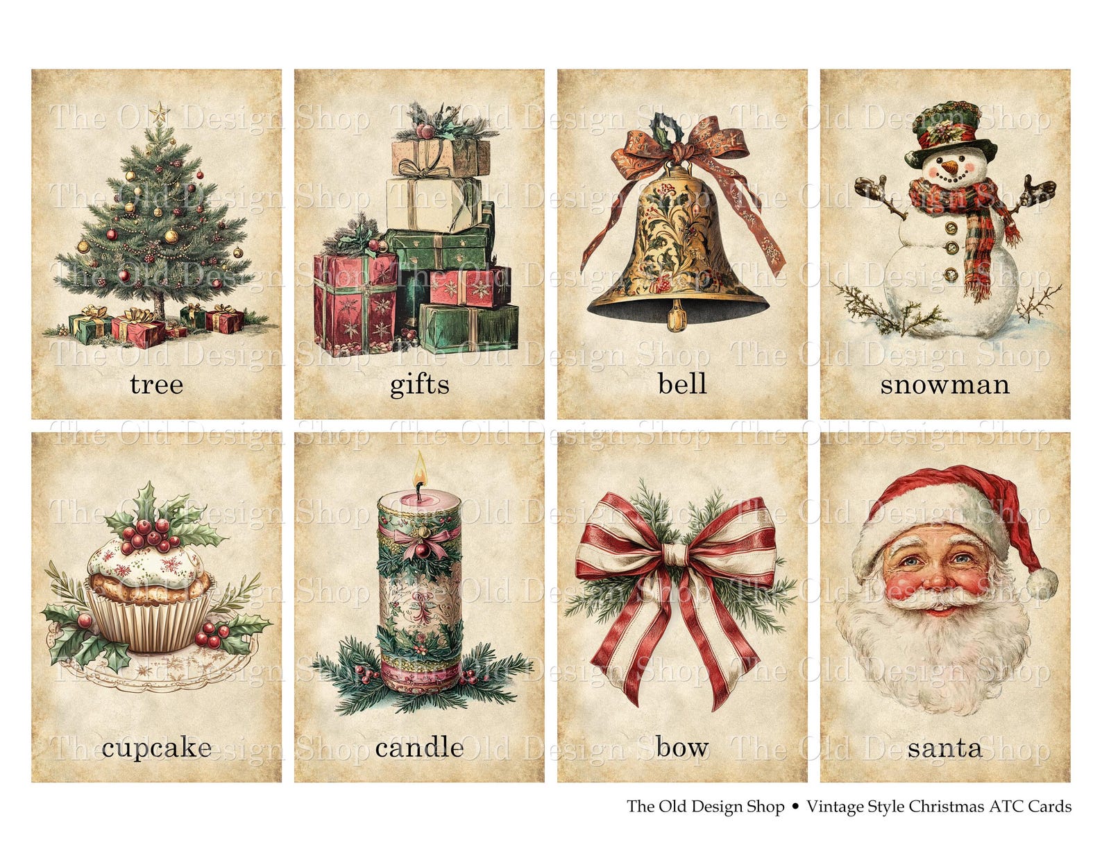 Christmas Flashcards, Printable Old Fashioned Christmas Flash Cards ...