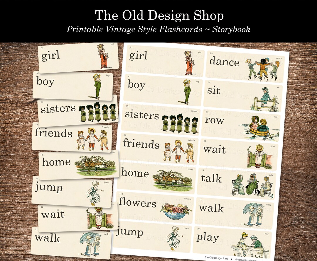 Storybook Flashcards Printable Junk Journal Ephemera Cardmaking Supply ...