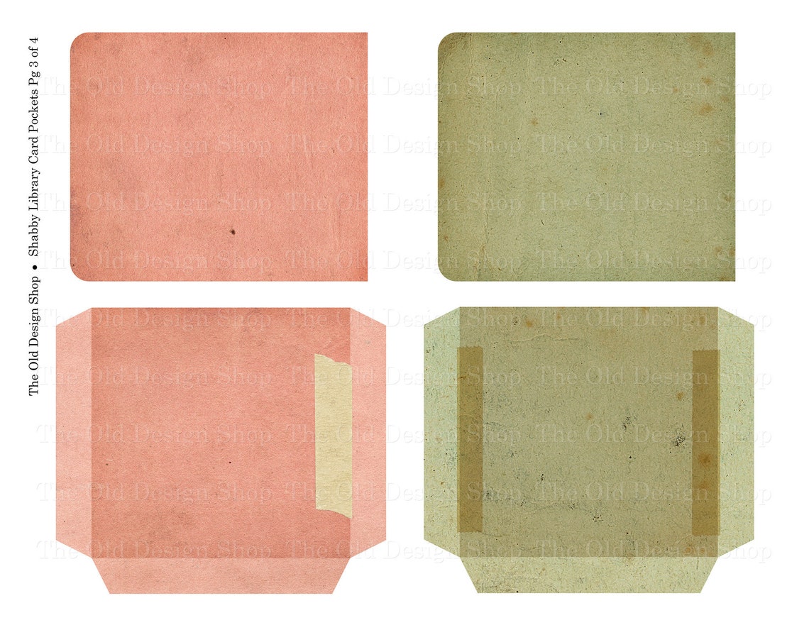 Printable Shabby and Aged Vintage Style Grunge Library Card Pockets ...