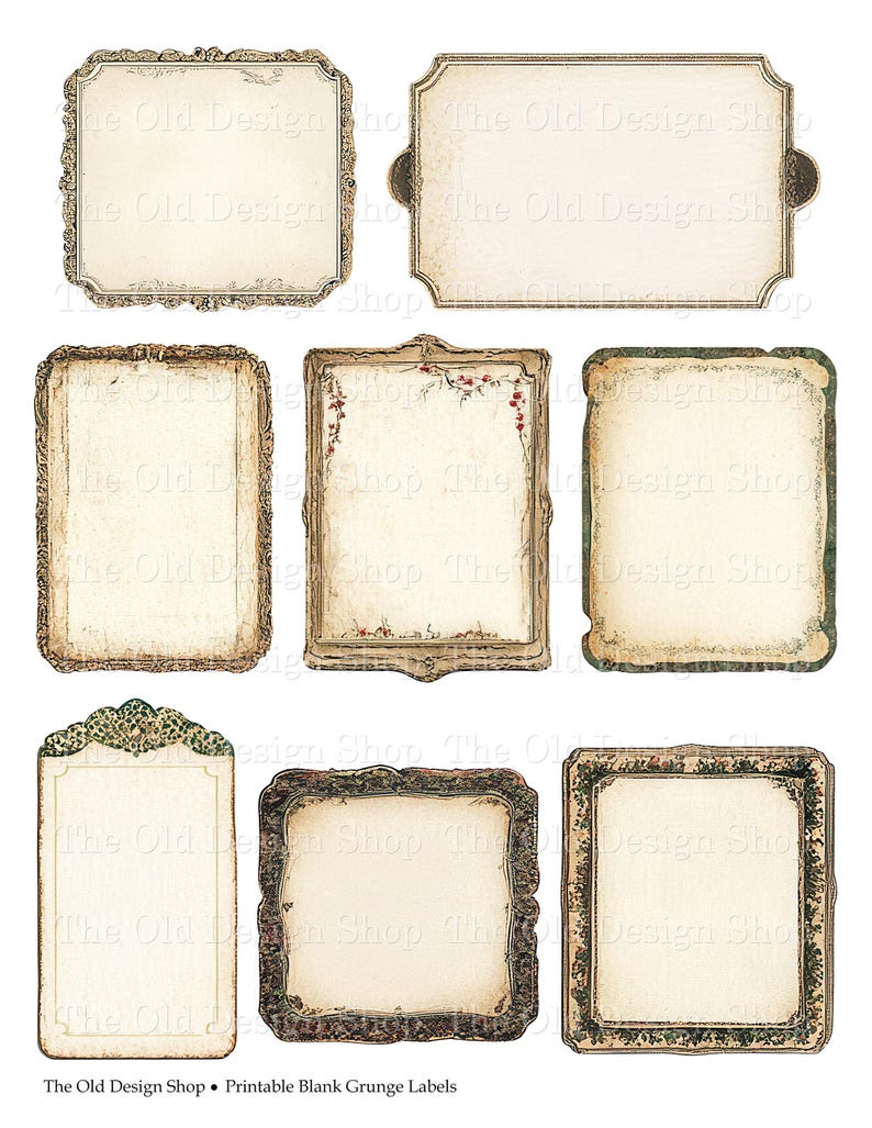 Blank Grunge Labels Journal Kit Printable Ephemera Shabby Labels Tags ...