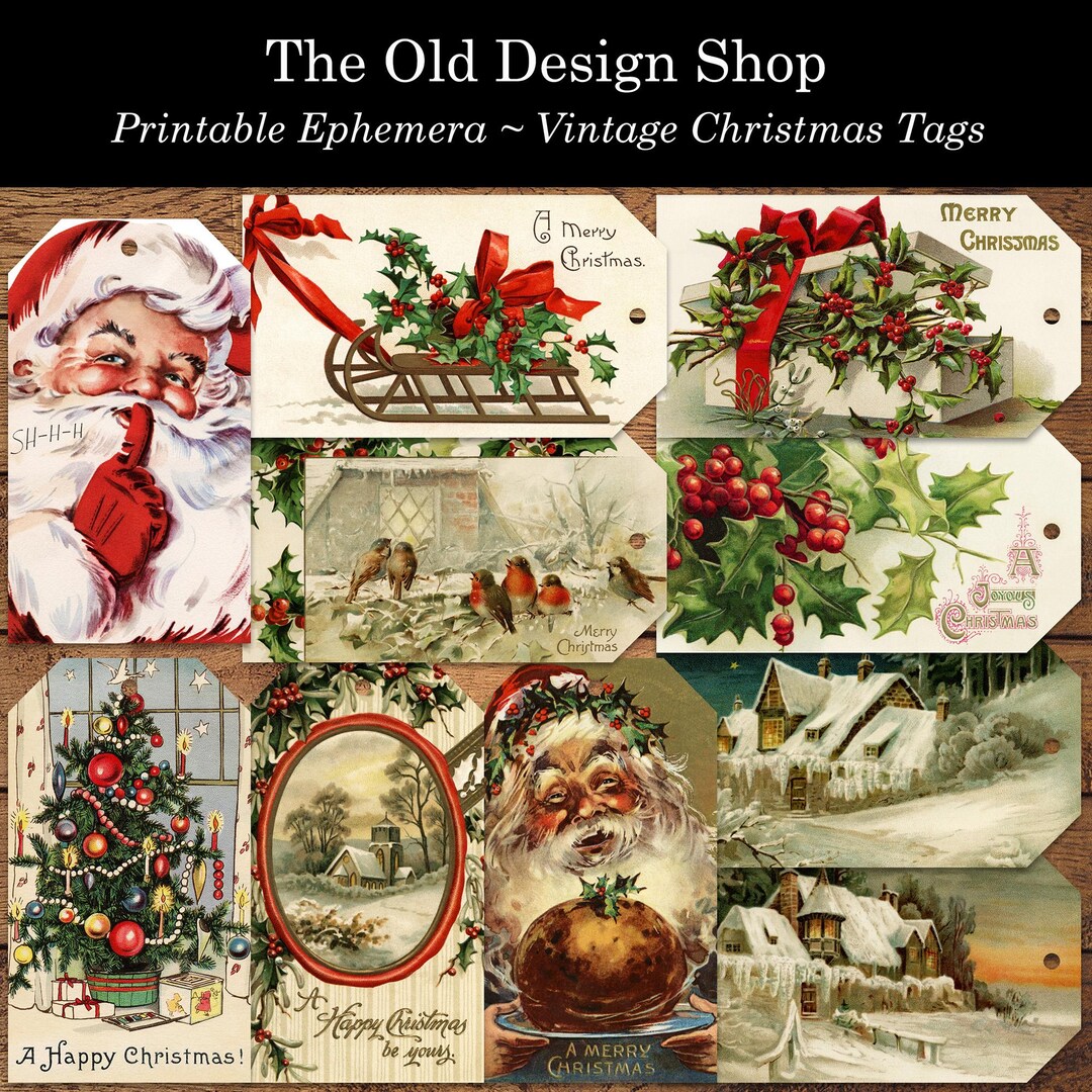 Christmas Tags Printable Christmas Gift Tags Vintage Inspired Festive ...