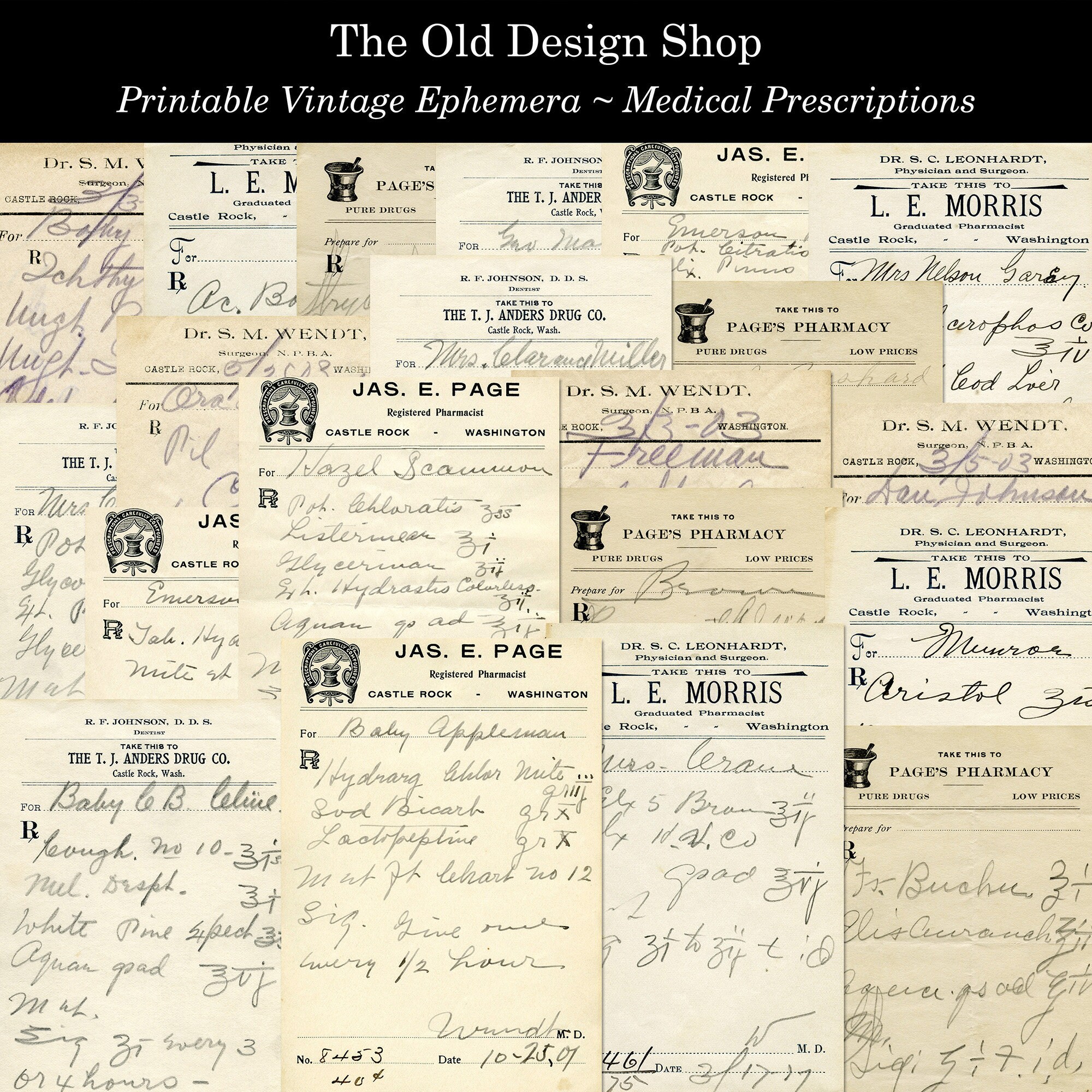 Medical Prescription Clip Art Vintage Prescriptions Printable - Etsy