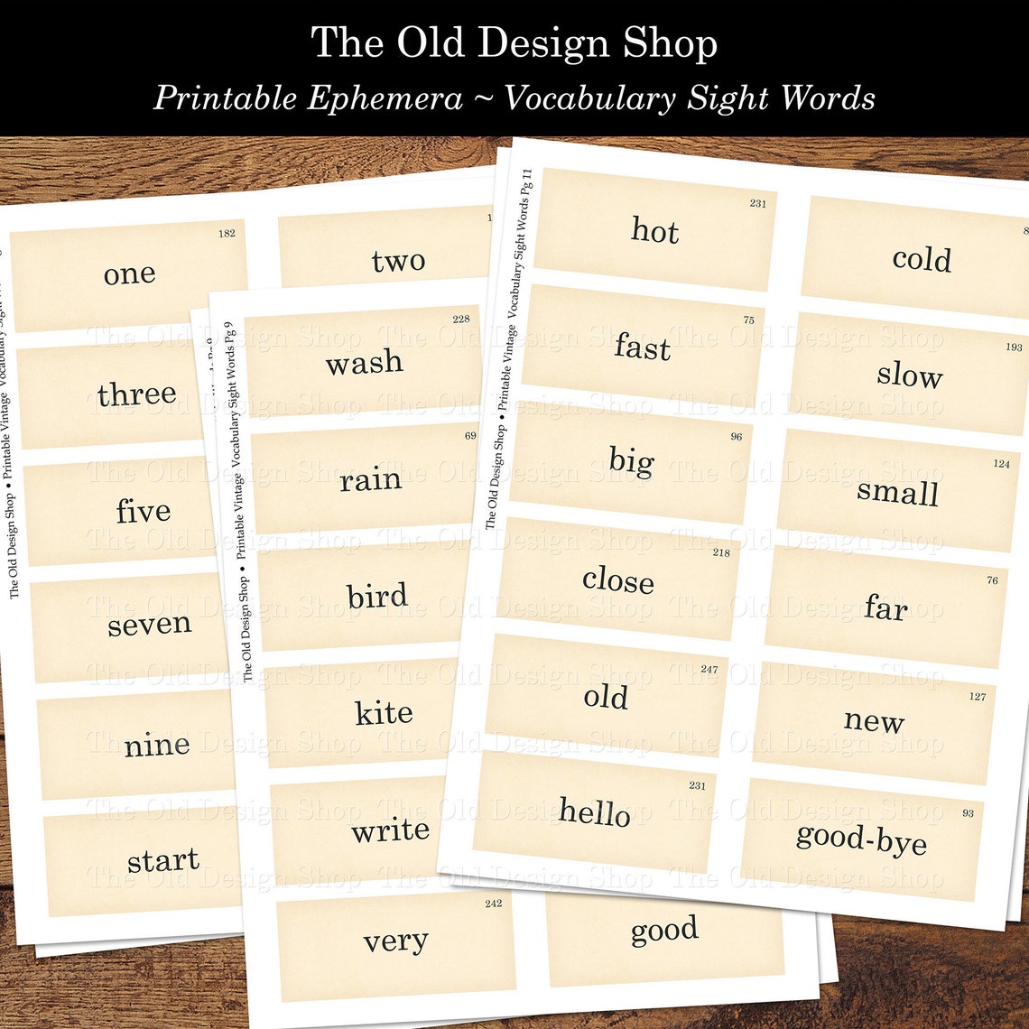 Sight Cards Printable Junk Journal Neutral Ephemera Cardmaking Supply ...