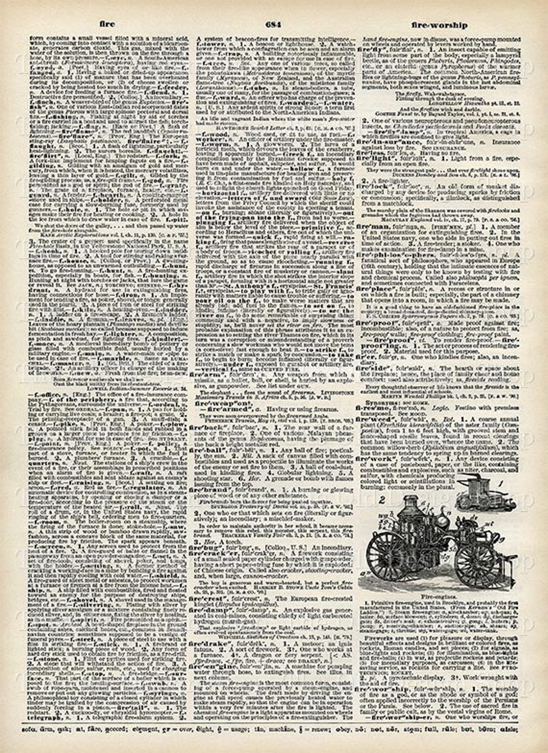 Vintage Dictionary Printable Old Book Page Fireman Fireplace Words Junk ...