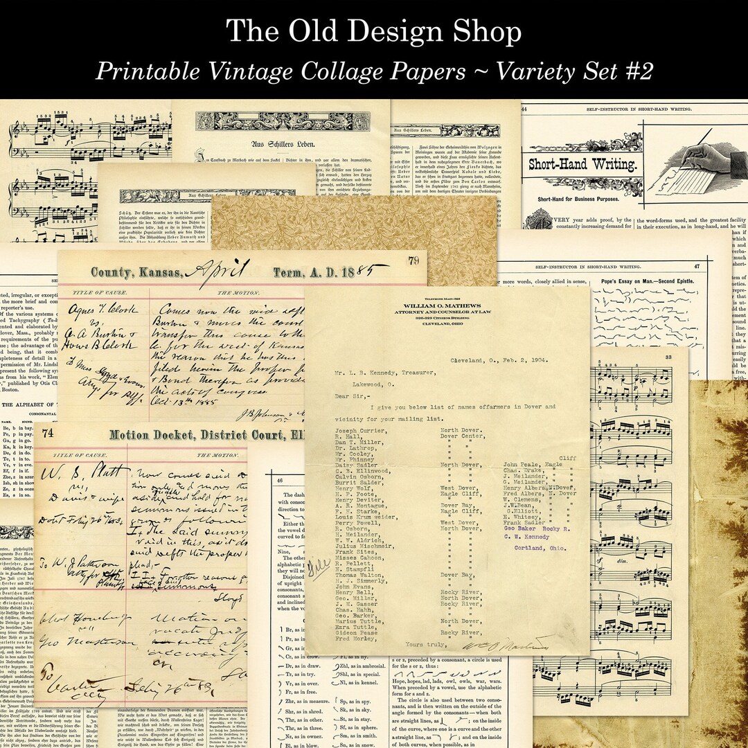 Set #2 Printable Vintage Collage Papers Journaling Papers Paper Pack ...