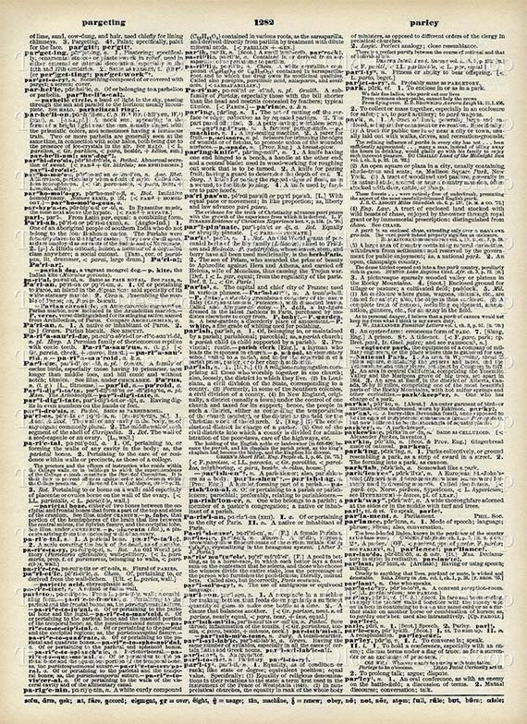 Vintage Printable Dictionary Page Paris Parish Park for Junk Journals ...
